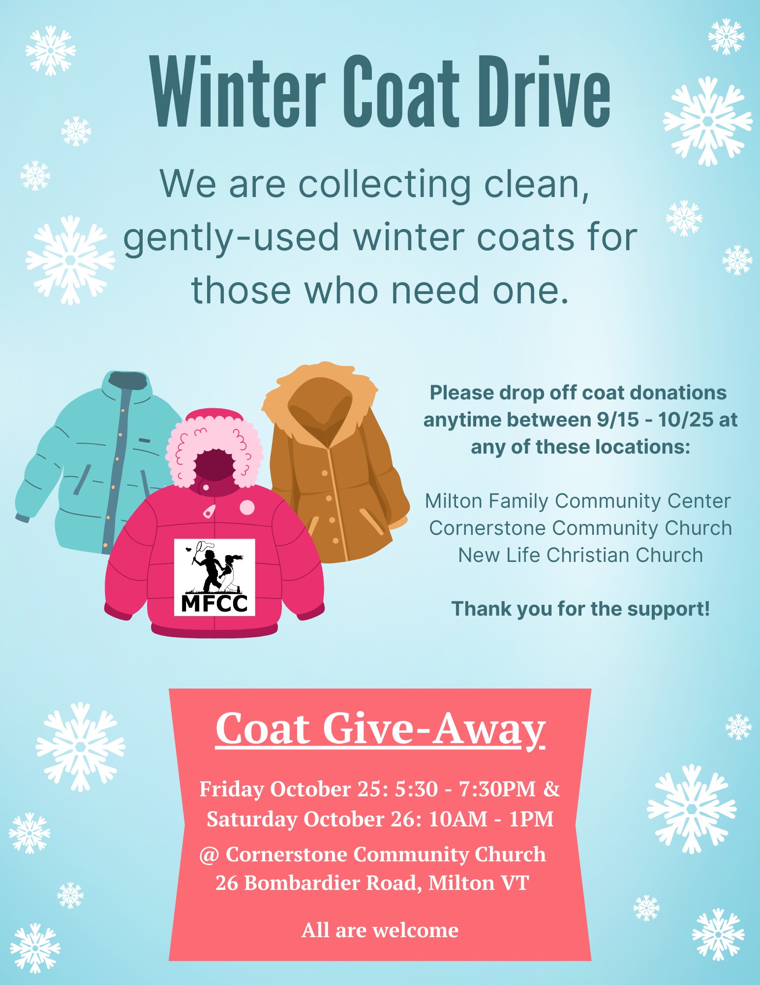 Winter Coat Drive | Milton Family Community Center